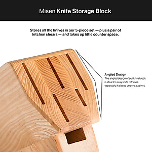 Misen Knife Storage Block Ash, Low Profile, Easy Retrieval, Premium Wood Construction, Stylish and Functional, Durable and Safe