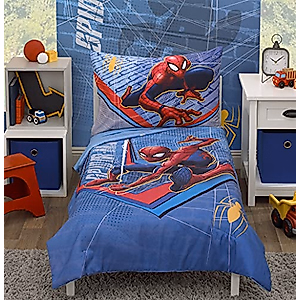 Crown Crafts Infant Products Marvel Spiderman 4 Piece Toddler Bedding Set