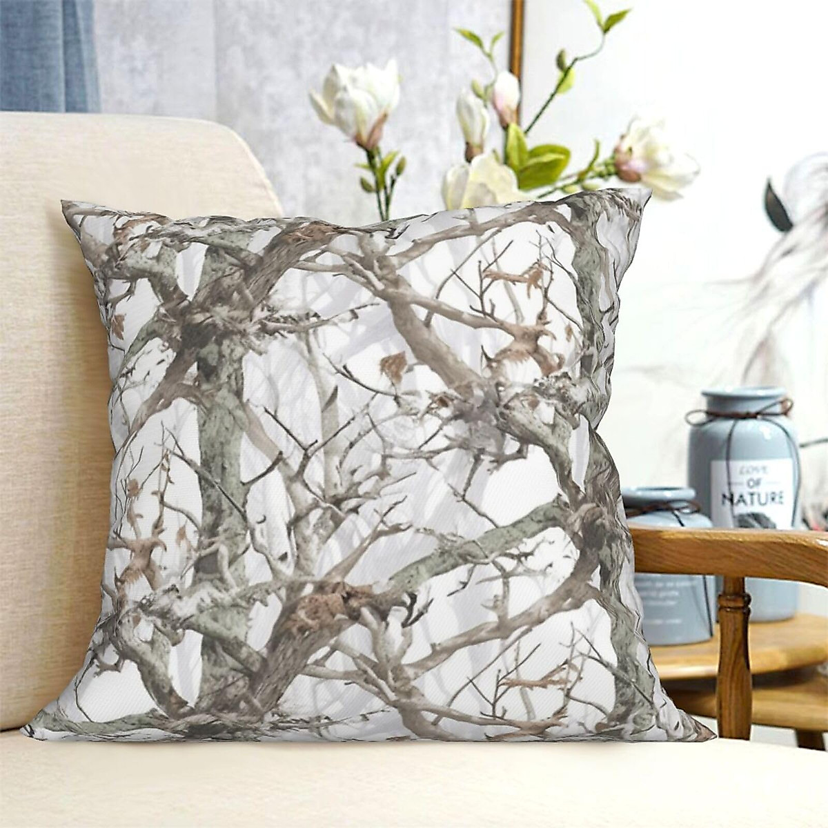 RLDOBOFE White Tree Camo Printed Pillow Covers Soft Throw Pillow Covers Cushion Pillow Covers Square Pillowcases Decorative Cushion Case for Sofa Couch