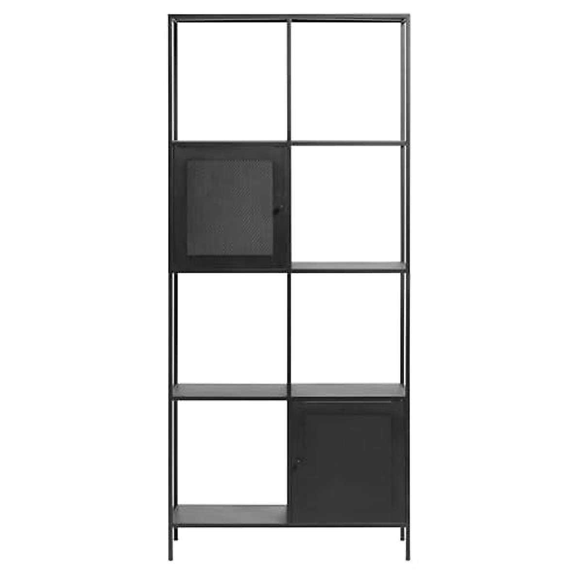 Aienid Metal Black Bookcase 70.7 H X 13.7 W X 31.2 D Black Metal 2-Door Bookcase with 2 Metal Mesh Doors and Versatile Storage Bookcase