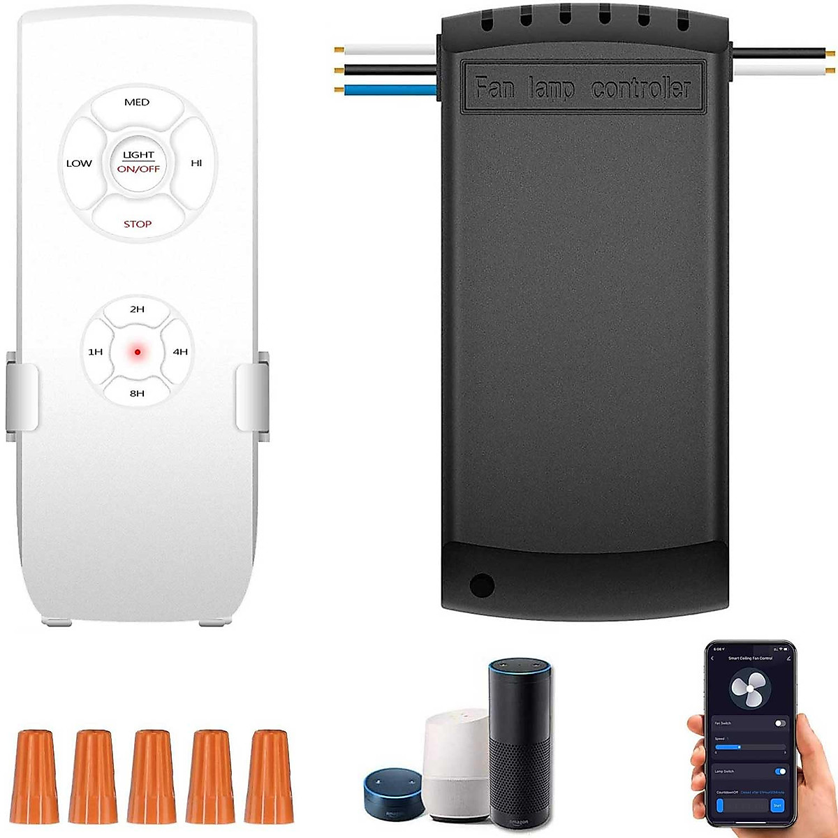 Smart WiFi Fan Switch Ceiling Fan and Light Remote Control Kit, WiFi Fan Controller Compatible with Alexa Google, Phone APP Control, No Hub Required, Universal Ceiling Fan Light Remote Control