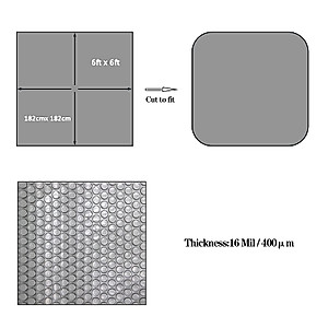 Gekufa Spa and Hot Tub Bubble Insulating Cover 6ft x 6ft Thermal Pool Solar Blanket Cover(16 Mil)