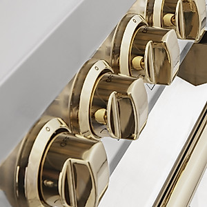 ZLINE Autograph 30" Legacy Dual Fuel Range w/ 4 Burners & White & Gold Accents (RAZ-WM-30-G)