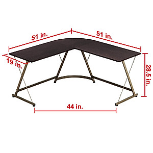 SHW L-Shaped Computer Gaming Desk, Espresso