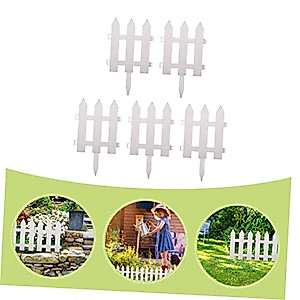 JEWEDECO 5 Sets The Fence Courtyard Fence Picket Fence Fencing No Dig Fence Garden Fence Panel Garden Edging Wood Decorative Fence Panels Picket Garden Fence Fold Plastic Small Fence White