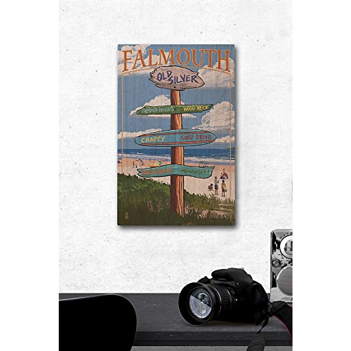 Falmouth, Cape Cod, Massachusetts, Destination Signpost Birch Wood Wall Sign (12x18 Rustic Home Decor, Ready to Hang Art)