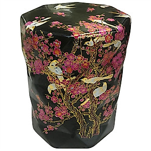 JIADIAONI Decorative Ceramic Garden Stool, Glazed Flower and Bird Prismatic Shoe Changing Stool for Living Room, Balcony, Garden, Etc. (Color : J)