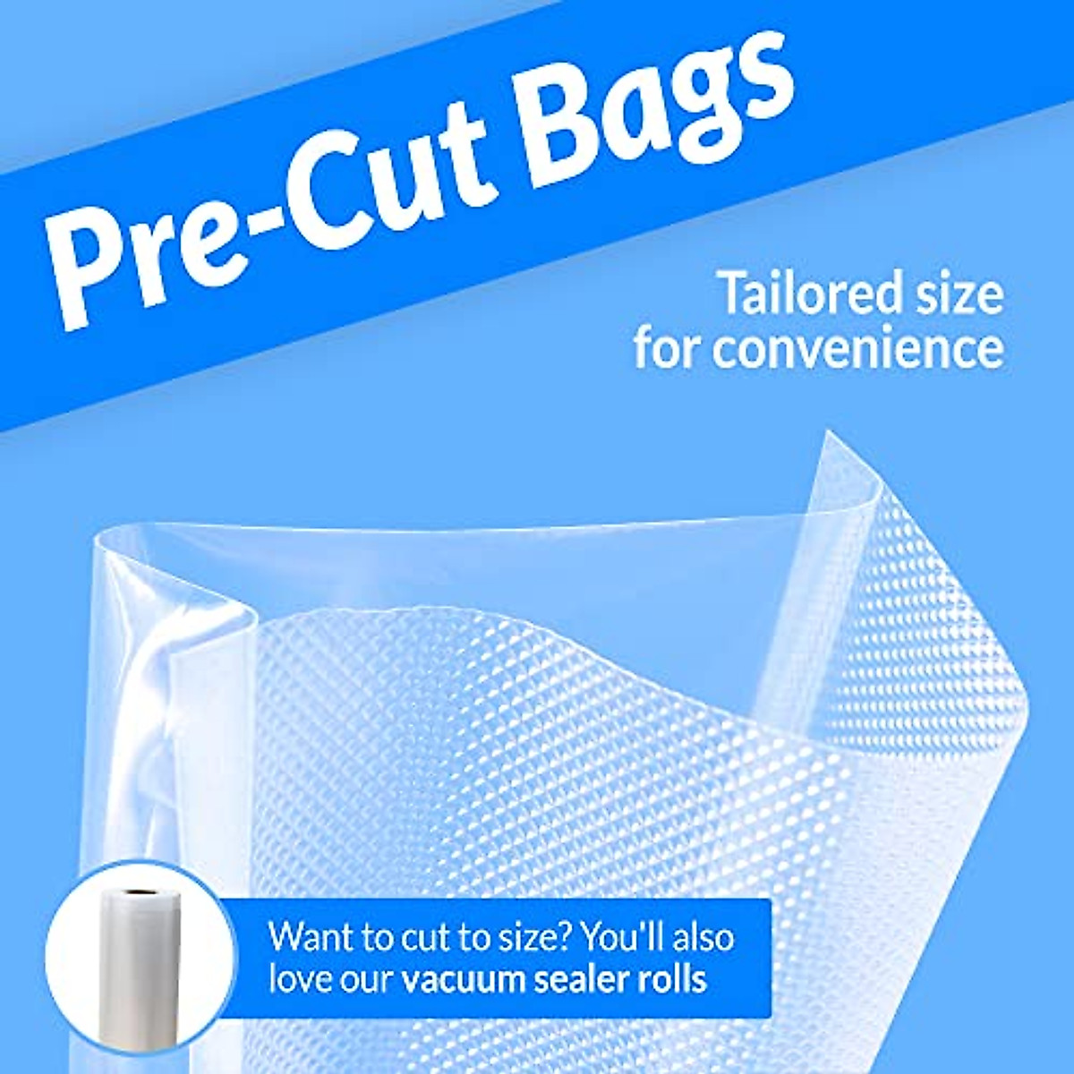 Reli. Vacuum Sealer Bags 6x10 in. | 100 Bags | Pre-Cut Embossed Vacuum Bags for Food | BPA Free | Vacuum Seal Bags for Sous Vide, Food Freezer Storage/Food Prep | Pint Size, Clear