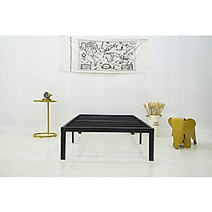 zizin 14 Inch Metal Platform Bed Frame Twin XL Size Mattress Foundation,Heavy Duty,Non-Slip,No Box Spring,Black (Twin-XL)