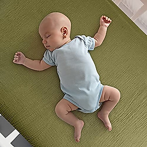 4 Pcs Baby Crib Sheets for Boys Girls, Cotton Baby Fitted Crib Sheet Soft Muslin Crib Sheets for Mini Crib Mattress (Elegant Colors, 24 x 38 Inch)