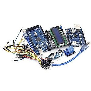 Mega 2560 r3 for arduino kit + HC-SR04 +breadboard Cable + Relay Module+ W5100 UNO Shield + LCD 1602 Keypad Shield