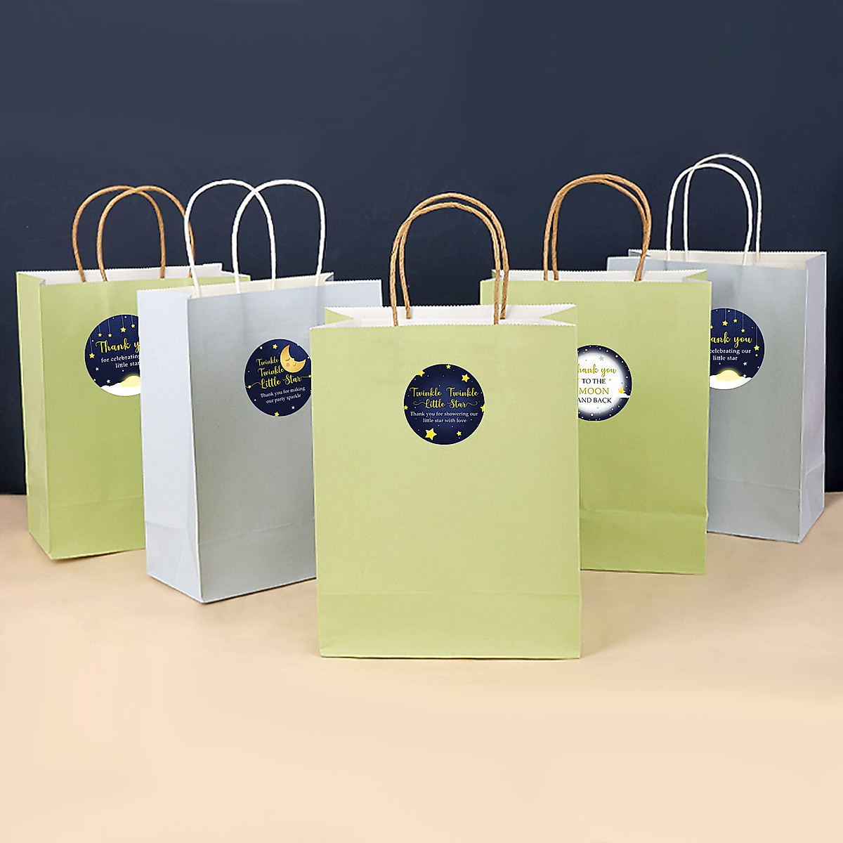 80 Twinkle Twinkle Little Star Thank You Stickers, Baby Shower Thank You Stickers for Boy, Star and Moon Baby Shower Birthday Party Favor Label Decorations(2 Inch)