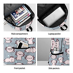 Ennankob Axolotl Pattern Backpacks 3d Casual Light Weight Backpack Bookbag For Girls Boys Teens Black