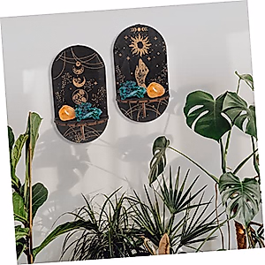 CIYODO 2pcs Storage Wall Shelves Black Wall Shelves Ornament Display Stand Crystals Stones Wall Shelf Stone Shelf Wooden Crystal Rack Ledge Base Hand Frame Party Display Holder Black Shop