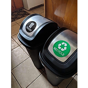 Recycle Sticker Trash Bin Label 8 Pack-4"x4"-Waterproof Organize & Coordinate Garbage Waste from Recycling Indoor & Outdoor,Great for Metal Aluminum Steel or Plastic Trash Cans,Use at Kitchen &Office