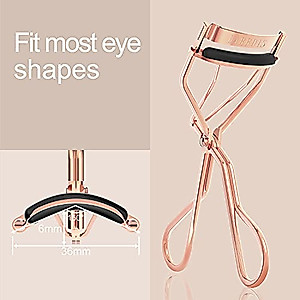 Larbois Eyelash Curler with 5 Extra Refill Pads ＆ Velvet Bag, Professional Eye Lash Curler No Pinching, No Pain and No Pulling, Make up Tool for Perfect Curl in Seconds (Rose Gold)