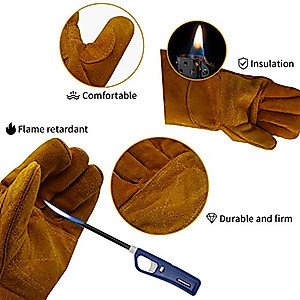 SPRIGHOLLY 16inch /Mig/Stick Welding Gloves Heat/Fire Resistant, Mitts for Oven/Grill/Fireplace/Furnace/Stove/Pot Holder/Tig Welder/Mig/BBQ/Animal handling glove with 16 inches Extra Long Sleeve