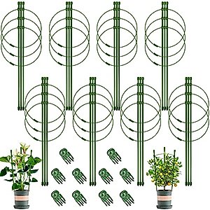 Legigo 8 Packs 18inch Plant Support Cages with 3 Adjustable Support Rings- Small Tomato Cage for Pots Plant Holder for Home Garden Balcony for Orchids, Tomato, Vegetables, Flowers, Climbing Plants