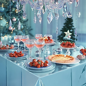 Just Shimmer 2Pcs Light Blue Foil Metallic Tablecloth Shiny Party Table Cloth 54" X 72" Disposable Rectangle Decoration for Thanksgiving Christmas Graduation Birthday Pary