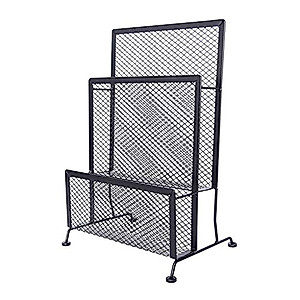Magazine Rack Newspaper Rack Book Shelf Storage Rack Hollow Metal Wire Letter Rack Display Stand Office Desktop Front Desk 24X18X36CM MUMUJIN (Color : Black)