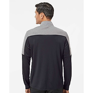 adidas Mens Lightweight Quarter-Zip Pullover, 4XL, Black/Grey Three Melange