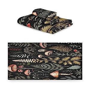 Flradish Mushrooms Towels 3 Pack Bath Towels for Bathroom Set Soft Cotton Highly Absorbent Lightweight & Quickdry Towel Set 1 Bath Towel,1 Hand Towel,1 Washclothe