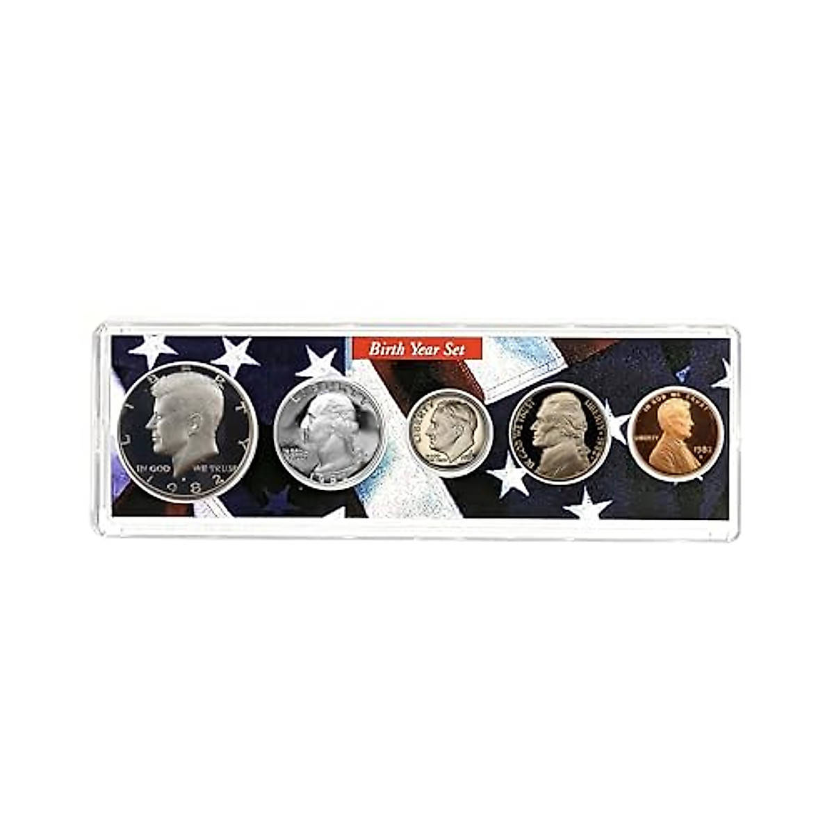 1982-5 Coin Birth Year Set in American Flag Holder Uncirculated