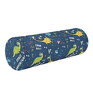 Vnurnrn Space Adventure Dinosaurs Neck Support Pillow Round Neck Roll Bolster Cylinder Pillow Cervical Pillows Arm Pillow for Leg Knee Back Head Support for Work Men Women Bed