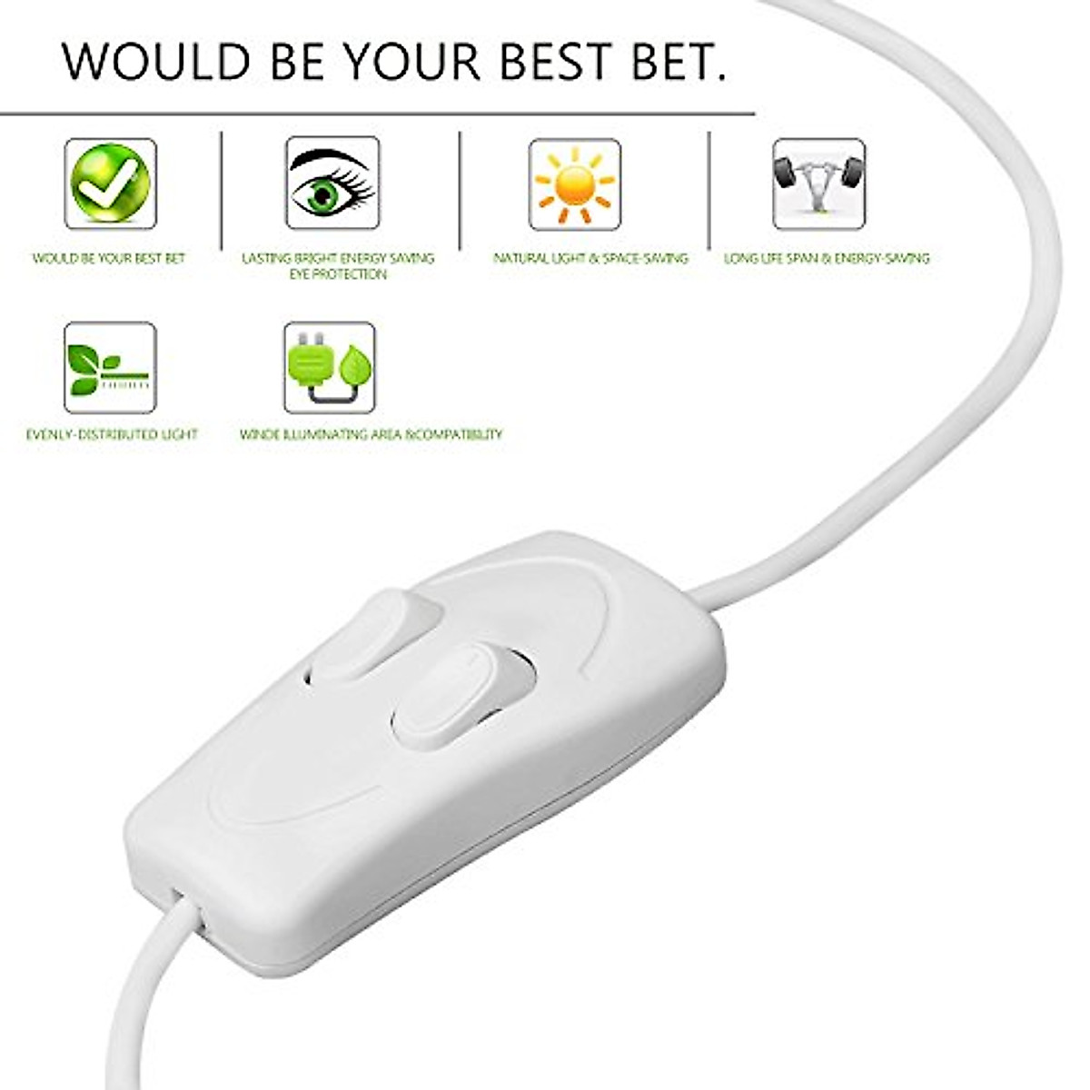 Qooltek Portable USB 60LED 7W Reading Strips Craft Light Eye-Care LED Desk Reading Lamp with Cool and Warm White Color Light Great for Craft Table, Pianos, Reading, Work Tables,DJ's, Music Stands