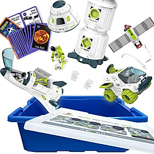 COOLDUCK Space Toy Set for Boys Girls, Kids' Play Spaceships, Space Shuttle, Space Capsule, Space Rover, Space Station, Astronauts Figure, Rocket Toys for Any Interstellar Mission Adventure