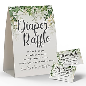 Diaper Raffle Tickets for Baby Shower Sign，Baby Shower Invitations with Diaper Raffle Cards - Baby gender neutral tickets(1 Sign with 50 Raffle Tickets) Toctose023