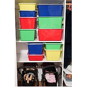 Zilpoo 4-Pack Toy Storage Organization Bins with Lids, 10 Quart Stackable Plastic Shelf Containers with Cover, Classroom School Supplies Closet Shelves Arts and Crafts Bin