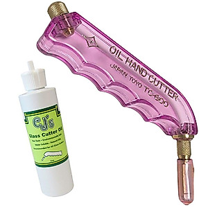 Toyo Pistol Grip Glass Cutter - Includes CJ's 8oz. Cutting Oil - Assorted Colors