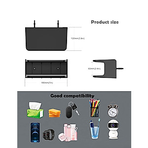 Bedside Shelf Accessories Organizer for Bedroom Bedside Wall Organizer Universal Bedside Shelf Wall Mount for Glasses/Remote/Earphone/Cell Phone and More (Black)