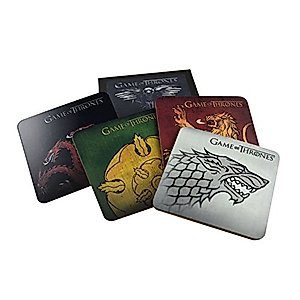 Game Of Thrones Coasters | Nerd Block Exclusive Drink Coaster Pads Featuring Game Of Thrones House Emblems | Set Of 4