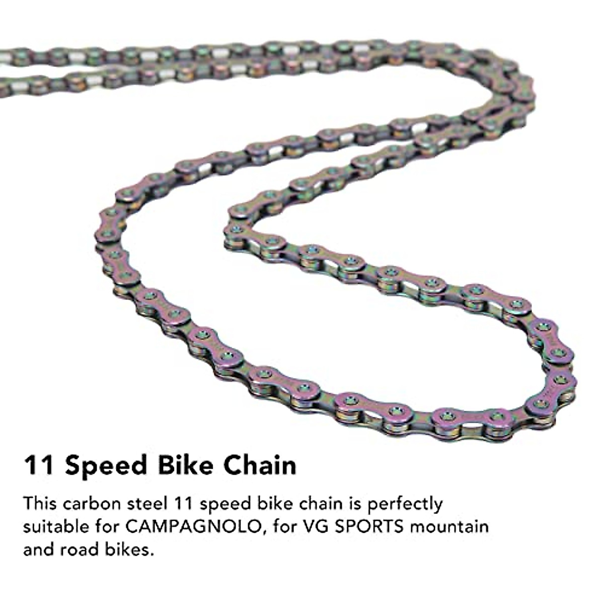 Oumefar Carbon Steel Bike Chain, High Rigidity Fluent Shifting Bike Accessory 980kg Tensile Strength Strengthened Shaft with Chain Connector for Road Bike Sportinggoods