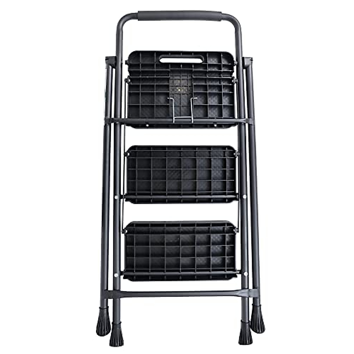 Elevon Folding Step Stool with Wide Anti-Slip Pedal, ​330​lbs Sturdy Steel Ladder, 3-Step