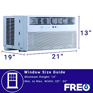 Freo 6,000 BTU Window Conditioner | Ultra Quiet | Energy Star | LED Display | Follow Me Remote | Dehumidifier | Adjustable Air Flow | AC for Rooms up to 250 Sq. Ft | FHCW061AUQ, 1.5 pints/h, White