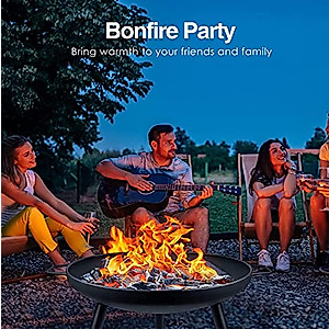 LEAYAN Garden Fire Pit Grill Bowl Grill Barbecue Rack Fire Pit Outdoor Wood Burning Fire Bowl 28in with A Drain Hole Fireplace Extra Deep Large Round Cast Iron