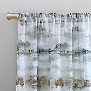 No. 918 Picasso Crushed Sheer Voile Rod Pocket Curtain Panel, 51" x 63", Grey