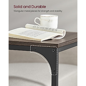 VASAGLE C-Shaped End Table, Side Table for Sofa, Couch Table with Metal Frame, Small TV Tray Table for Living Room, Bedroom, Chestnut Brown and Black