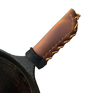 XTBOCA Genuine Leather Pot Handle,Leather Holder Covers,Panhandle Pot Holder,Leather Potholder,Cast Iron Handle Cover, Cast Iron Skillet,Cast Iron skillets,Handmade 1pc