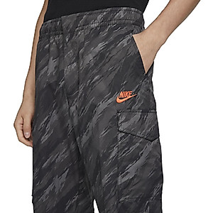 Nike Sportswear Men's AOP Woven Unlined Utility Pants Trousers (as1, Alpha, m, Regular, Regular, Black/Orange, Medium, Regular)