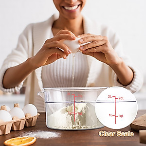 Wenqik 4 Pcs Food Storage Container with Lids Set Proof Dough Round Clear Commercial Containers with Scales and Handles for Bread Dough Rise Home Restaurant Food Storage 2 Qt 4 Qt (Red)