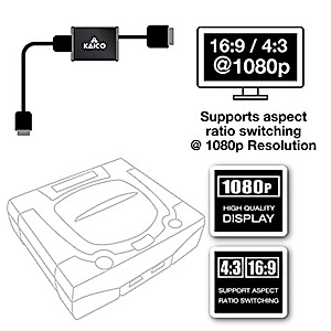 Kaico SEGA Saturn 1080p HDMI Adapter - for use with Sega Saturn - Supports S Video Output – Supports PAL and NTSC Consoles – Aspect Ratio Switch for 16:9 or 4:3