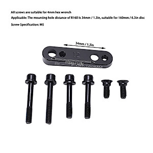 Tefola Disc Brake Mount Adapter, Mountain Bike Disc Brake Caliper Mount Adapter Ultralight Flat Disc Brake Mount Adapter for Road Bike (Black, Back 160MM)