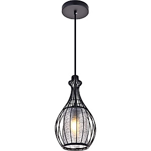 Living District Miya 1-Light Modern Metal Pendant in Black Finish