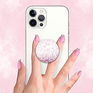 Cell Phone Stand Foldable Expanding Phone Sockets Finger Grip Holder for Smartphone and Tablets - Glitter Pink