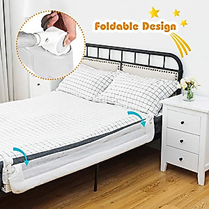HONEY JOY Bed Rail for Toddlers, 59-in Extra Long, Portable Safety Bed Guardrail, Foldable Baby Bed Rail Guard, Fit King & Queen Full Twin Size Bed Mattress(White)