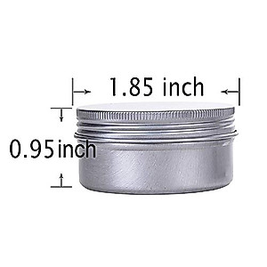 Silver 1 Ounce Aluminum Tin Jar Refillable Containers 30ml Aluminum Screw Lid Round Tin Container Bottle for Cosmetic,Lip Balm, Cream, 30 Pcs